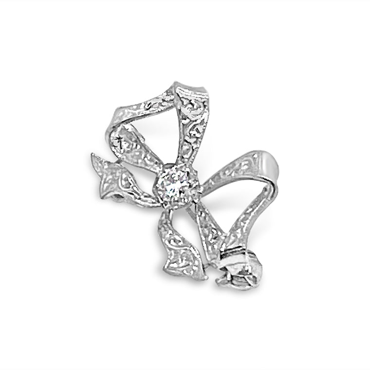 Pretty Vintage Diamond Bow Brooch P.5584 – Imp Jewellery